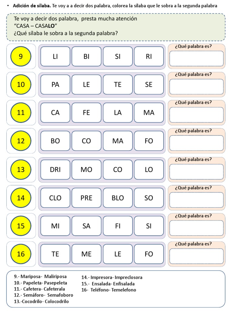 Adición de sílabas (2) | PDF