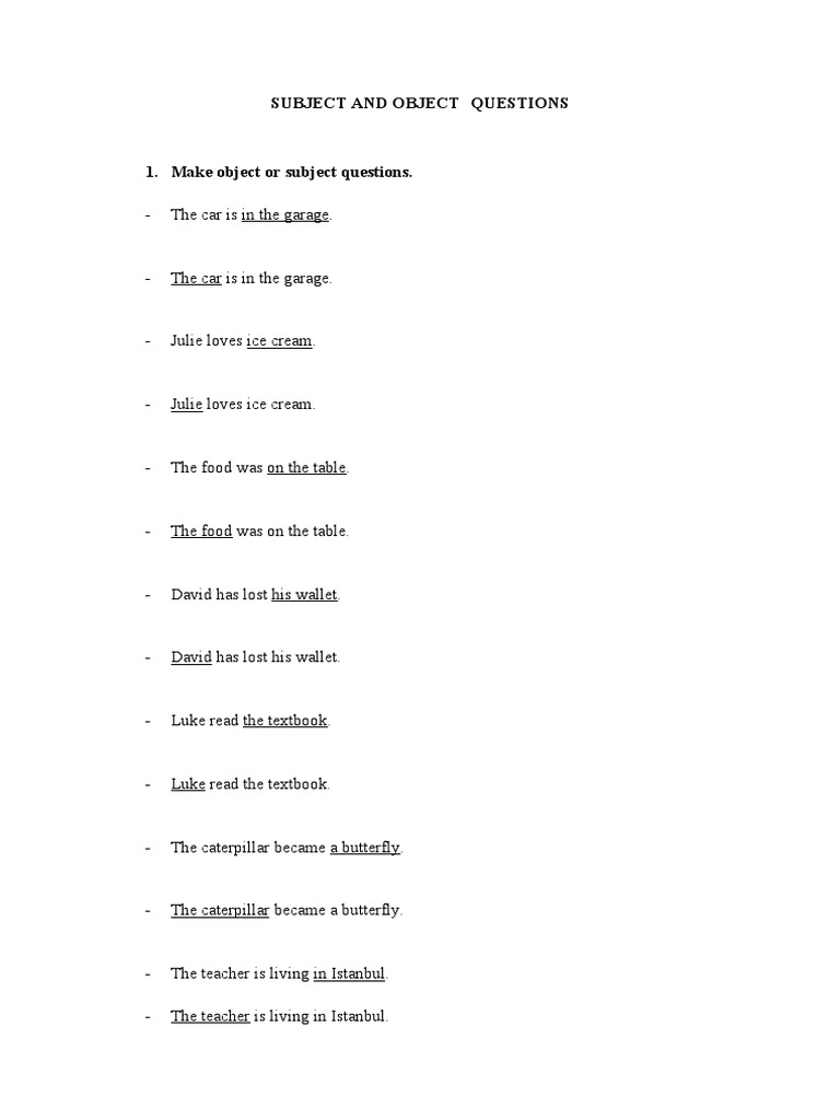 Subject and Object Questions | PDF