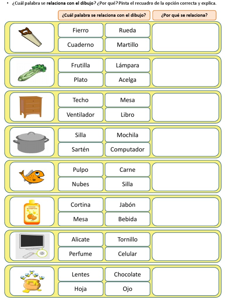 ¿Cuál Palabra Se Relaciona Con El Dibujo | PDF