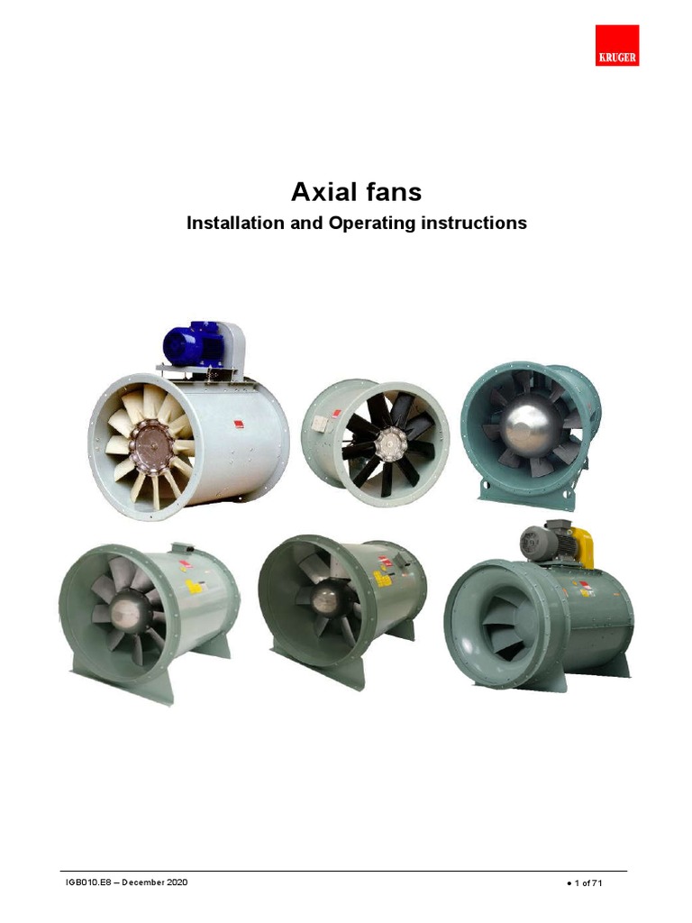 Manual Instruction For Axial Fan | PDF | Electric Motor | Duct (Flow)