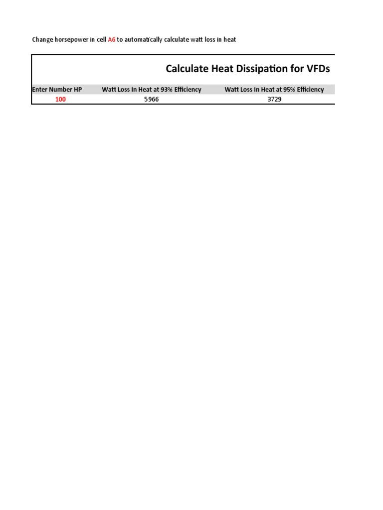 VFD Heat Loss Calculator | PDF