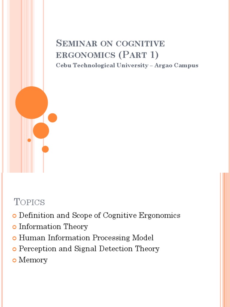 Cognitive Ergonomics Part 1 | PDF | Information | Human Factors And Ergonomics