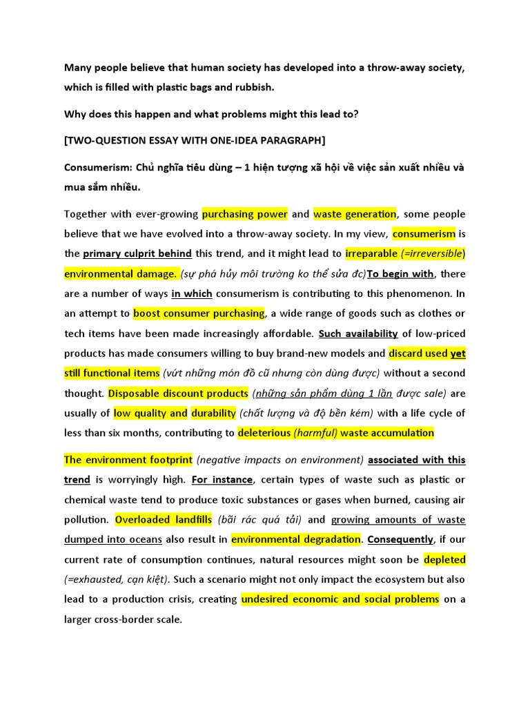 (SAMPLE 2) A Throw-Away Society | PDF | Politics | Science & Mathematics