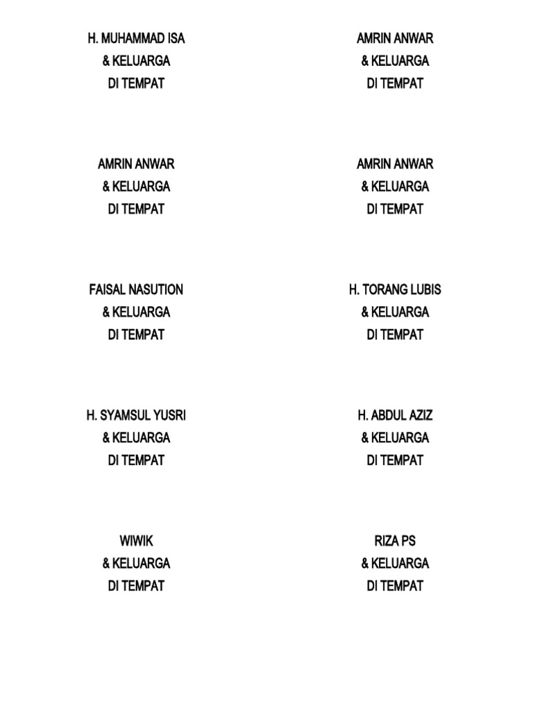 Contoh Label Undangan Keluarga | PDF | Agama & Spiritualitas