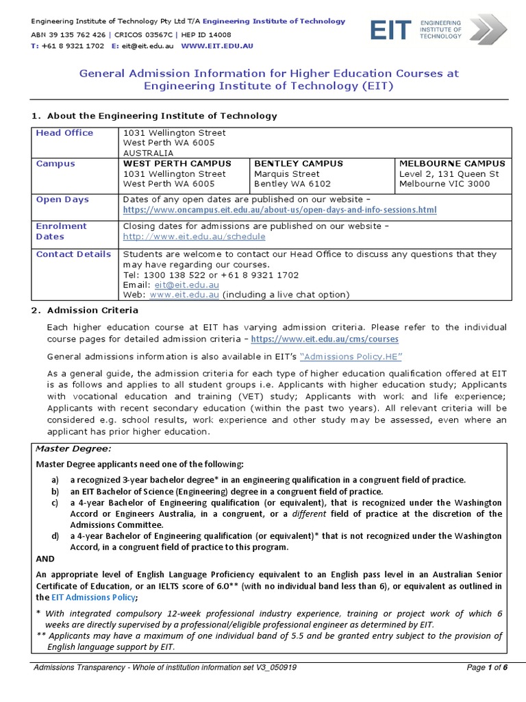 Admissions Transparency Whole of Institution Information Set | Download Free PDF | University ...