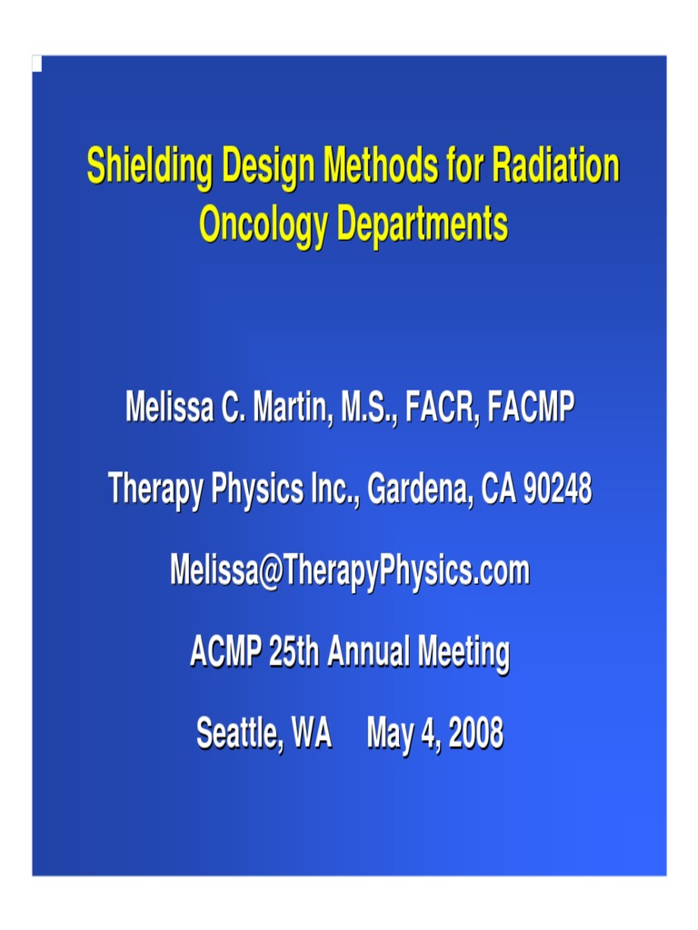 Shielding Design Methods For Radiation Oncology Departments | PDF ...