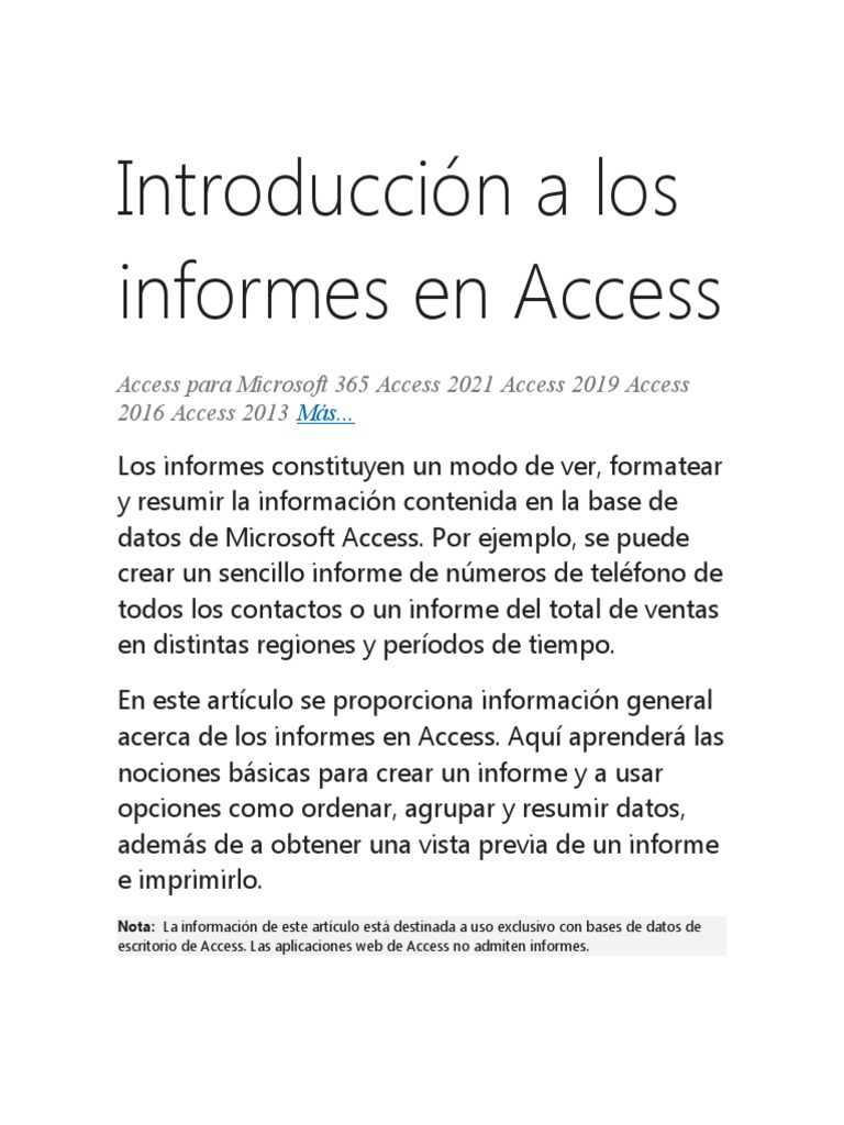 Introducción A Los Informes en Access | PDF | Bases de datos | acceso ...