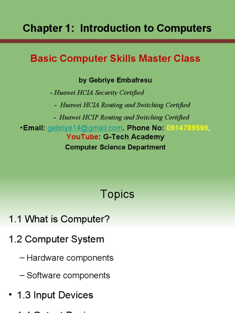 Chapter 1 Introdroduction To Computer | PDF | Computer Data Storage | Computer Hardware