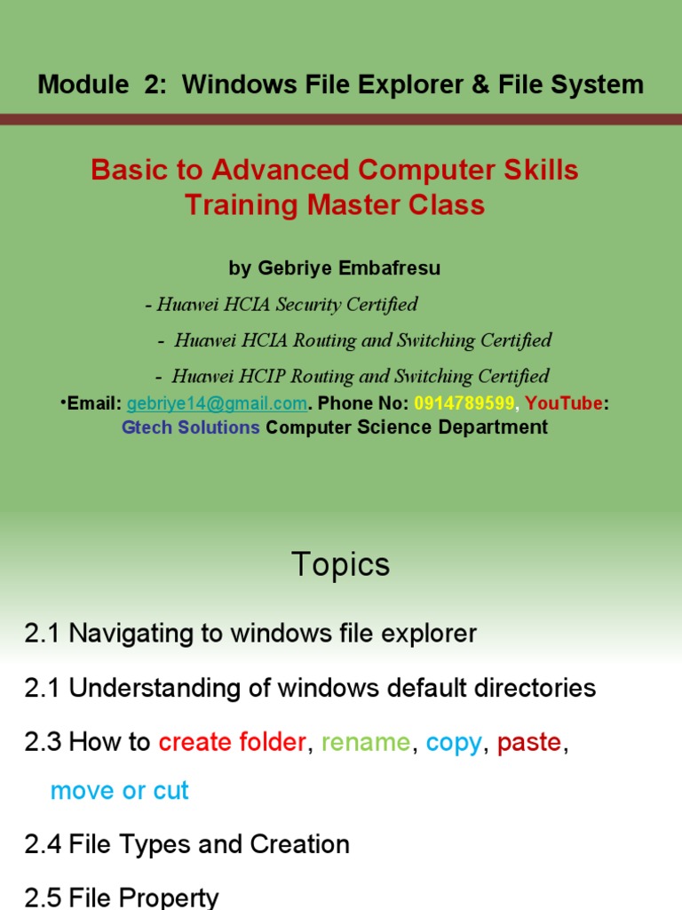Module 2 Windows File Explorer and File System | PDF | Computer File | Directory (Computing)