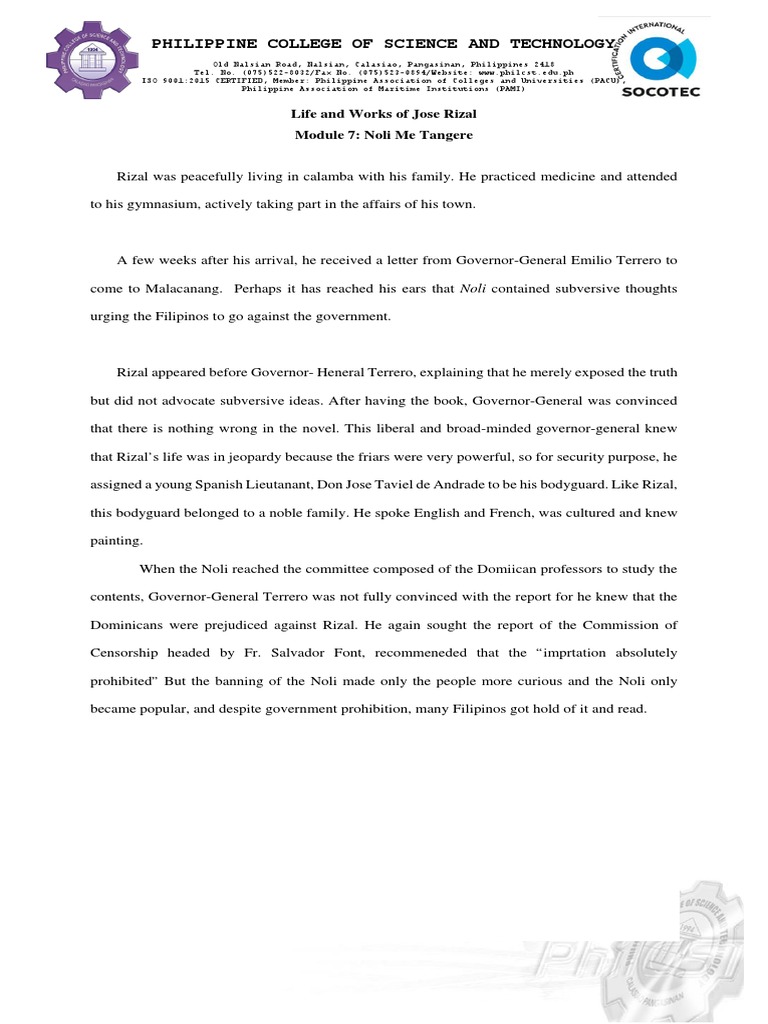 Module 7 - Noli Me Tangere | PDF Module 7 - Noli Me Tangere | PDF