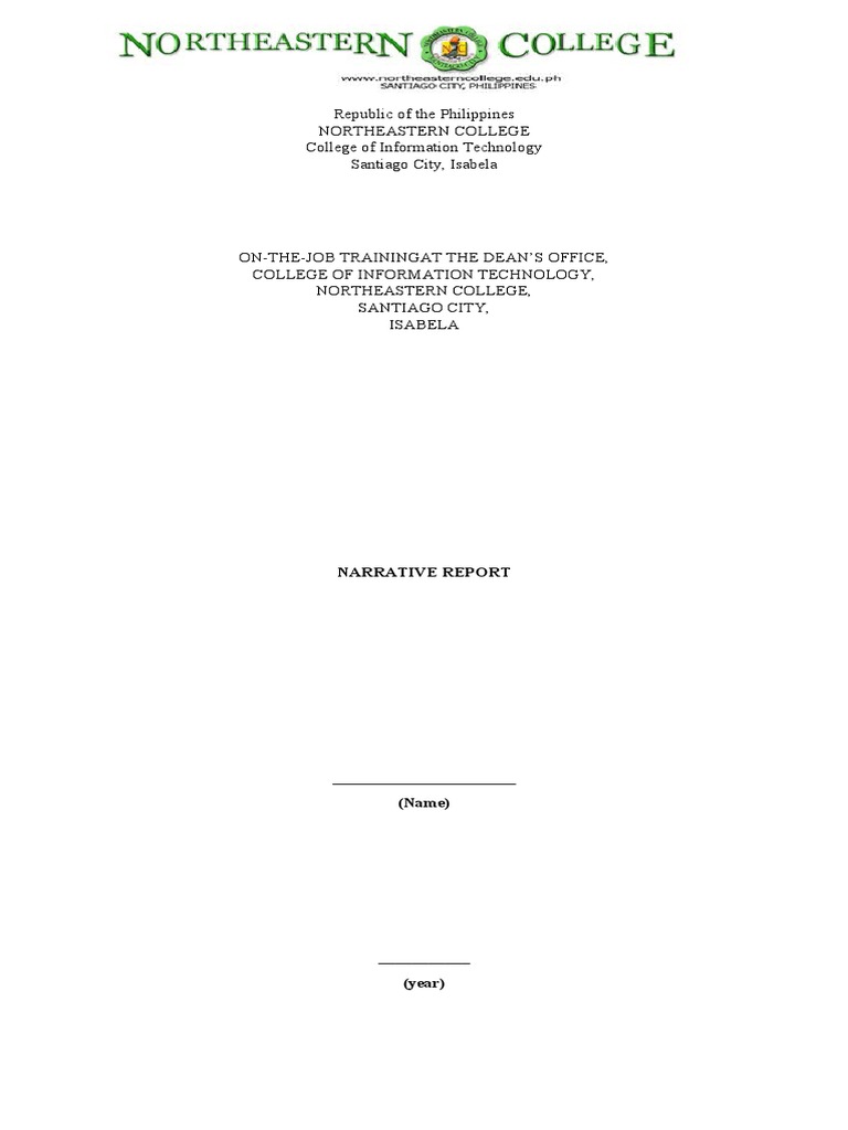 On The Job Training Narrative Report | PDF | Cognition | Cognitive Science