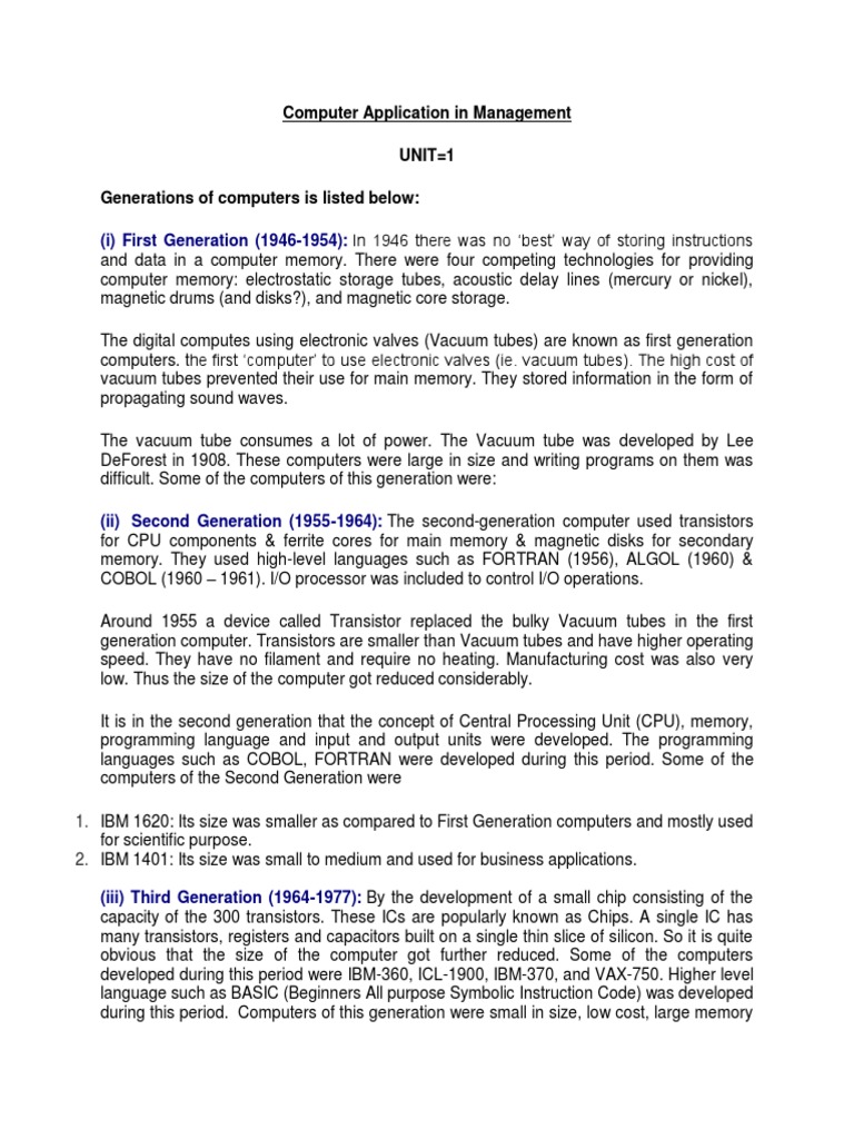 Computer Application in Management Bba 2ND | PDF | Computer Data ...