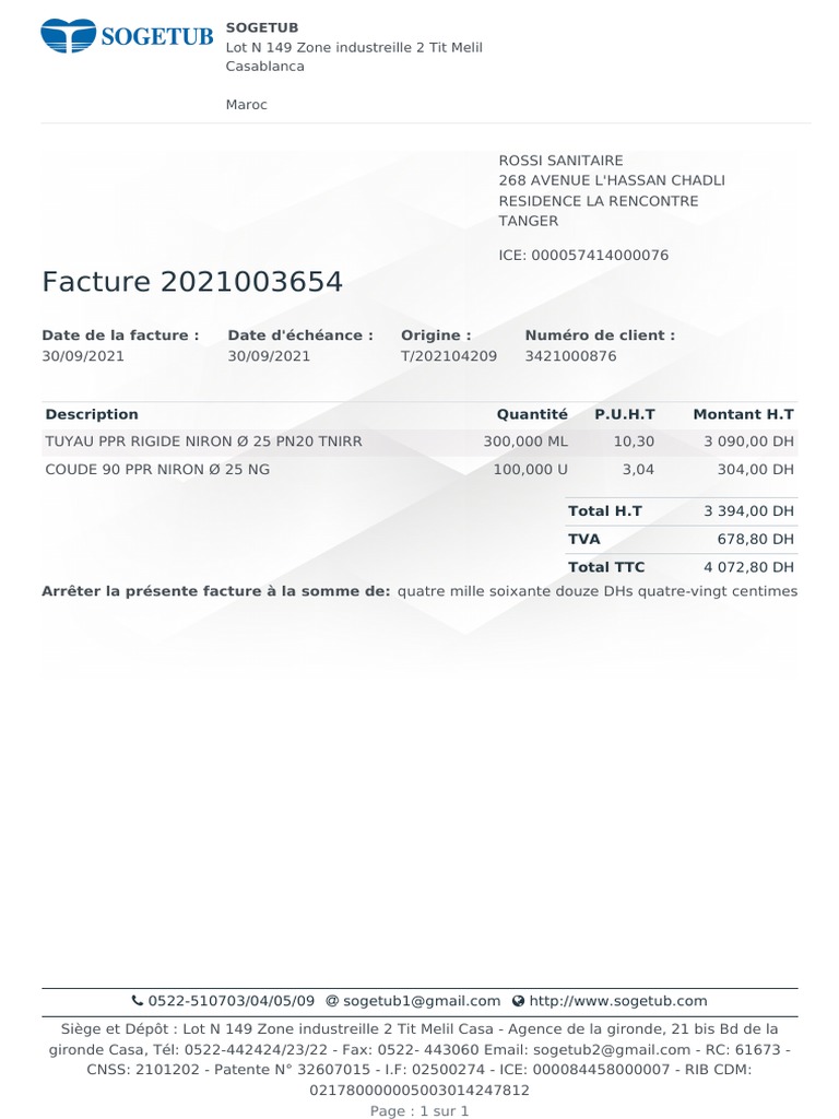 Facture - 2021003654 PDF | PDF