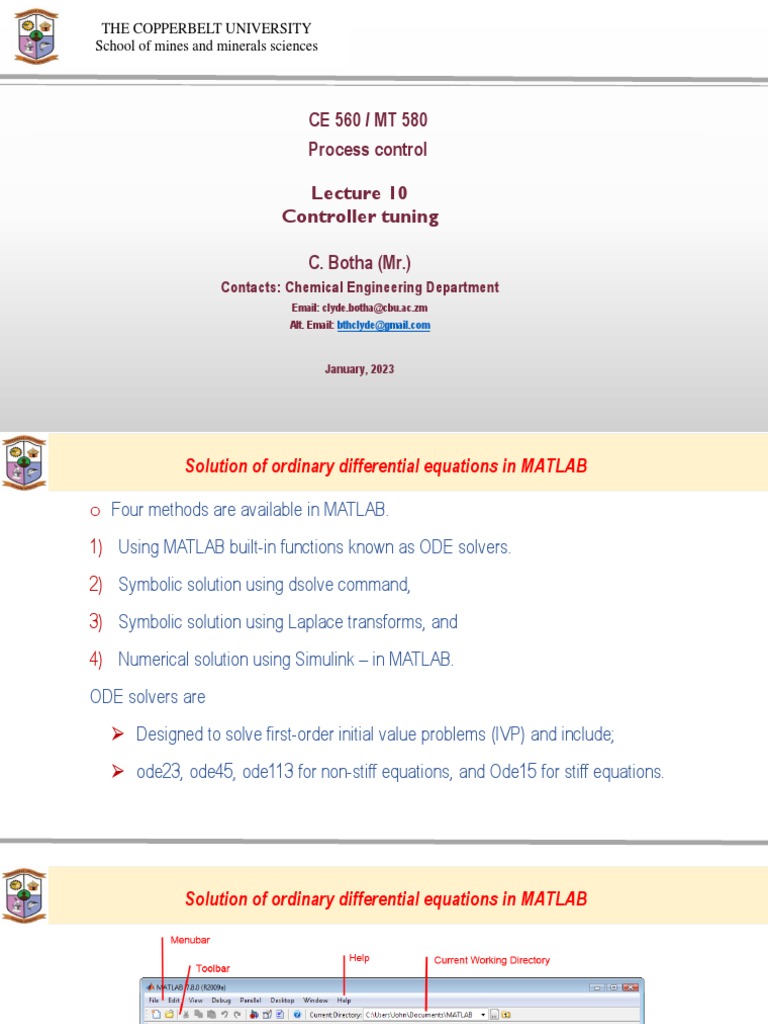 Process Control-Lecture 09 | PDF | Ordinary Differential Equation | Differential Equations