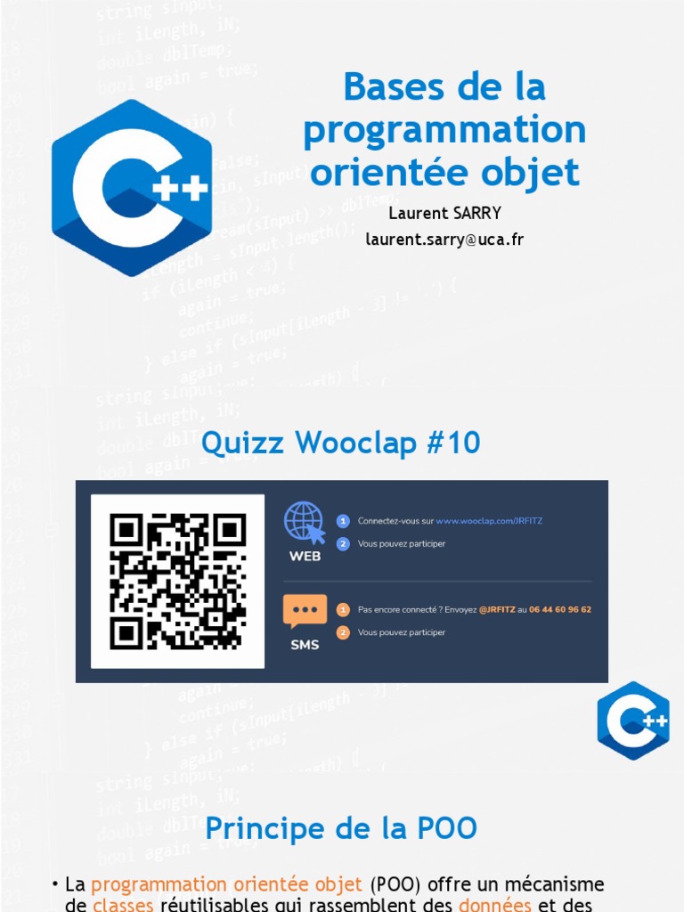 (C++) 10 - Bases de La Programmation Orientée Objet | PDF | Constructeur (programmation ...