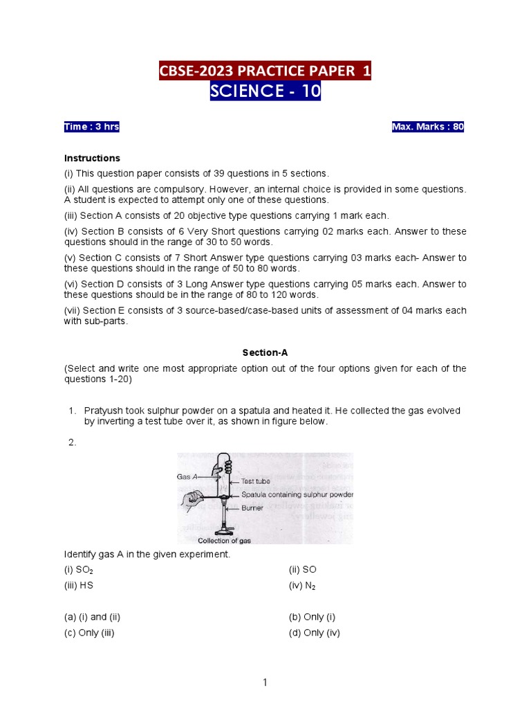 Practice Paper 1 PDF | PDF | Mirror | Oxide