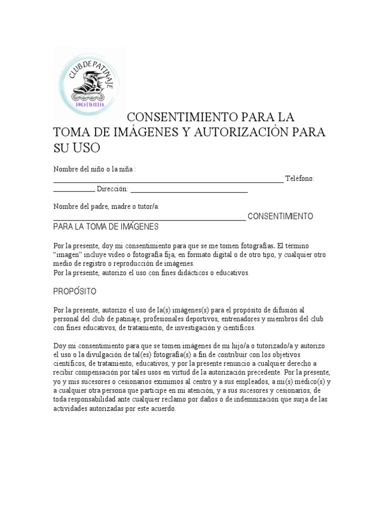 Consentimiento para La Toma de Imágenes y Autorización para Su Uso | PDF