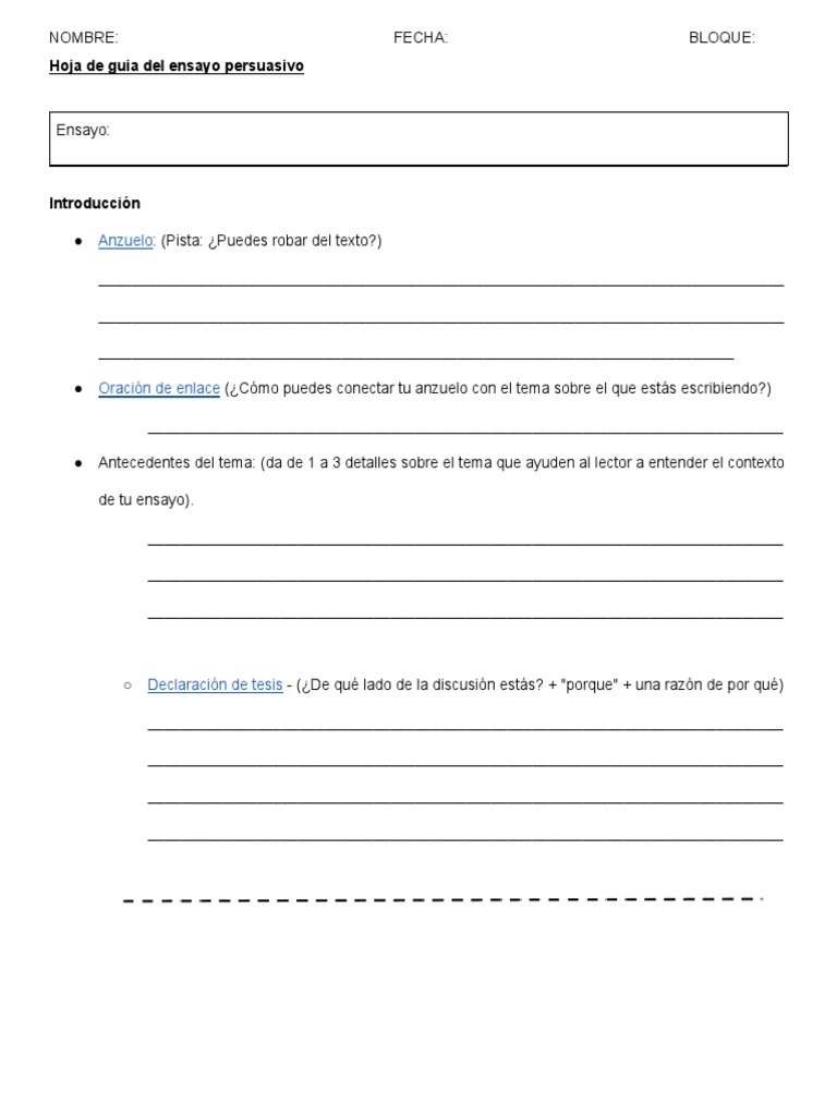 Spanish Persuasive Essay Outline | PDF | Ensayos | Cognición