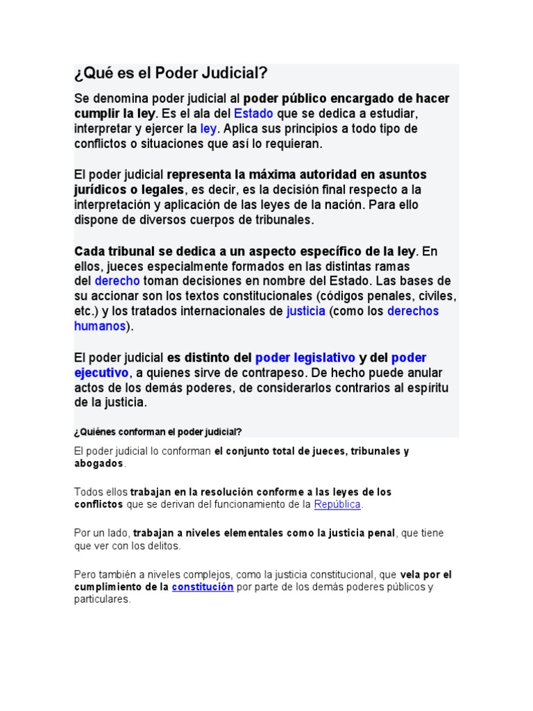 Qué Es El Poder Judicial | PDF | Judicaturas | Procedimiento Criminal