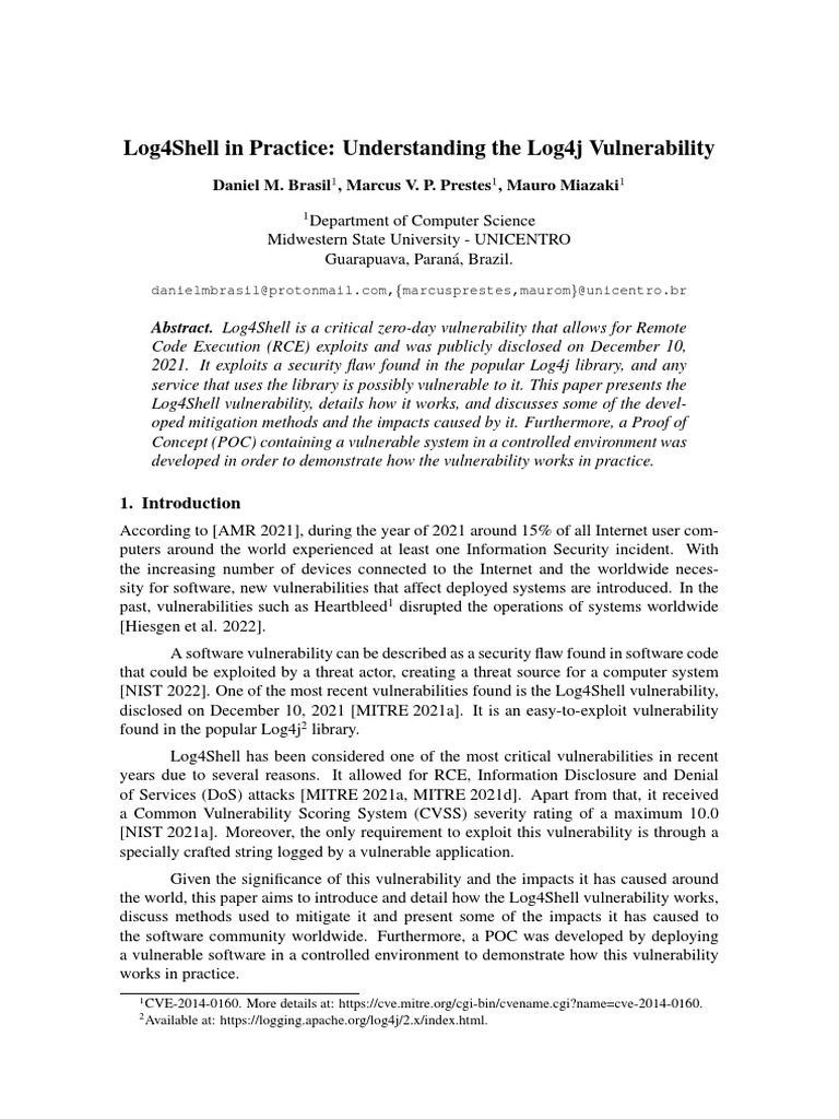 Log4Shell in Practice Understanding The Log4j Vulnerability PDF | PDF ...