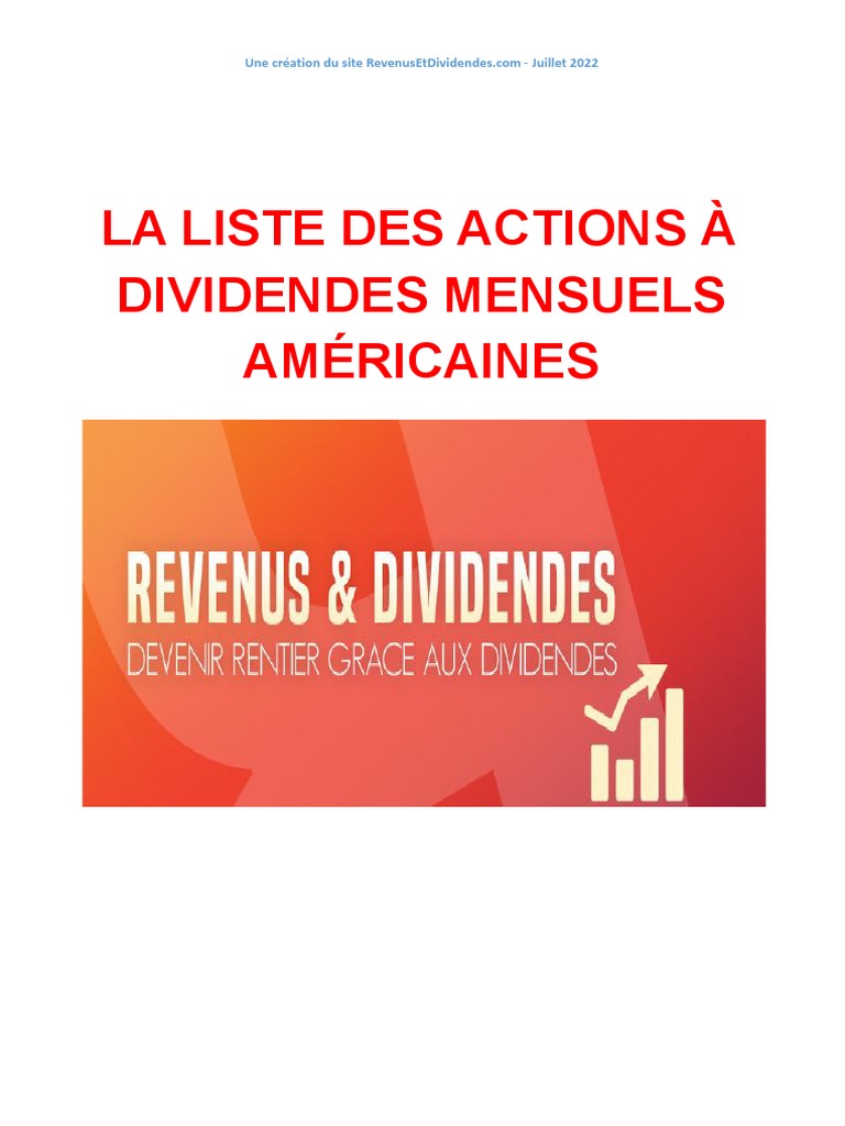 La Liste Des Actions A Dividendes Mensuels | PDF | Bourse (économie ...