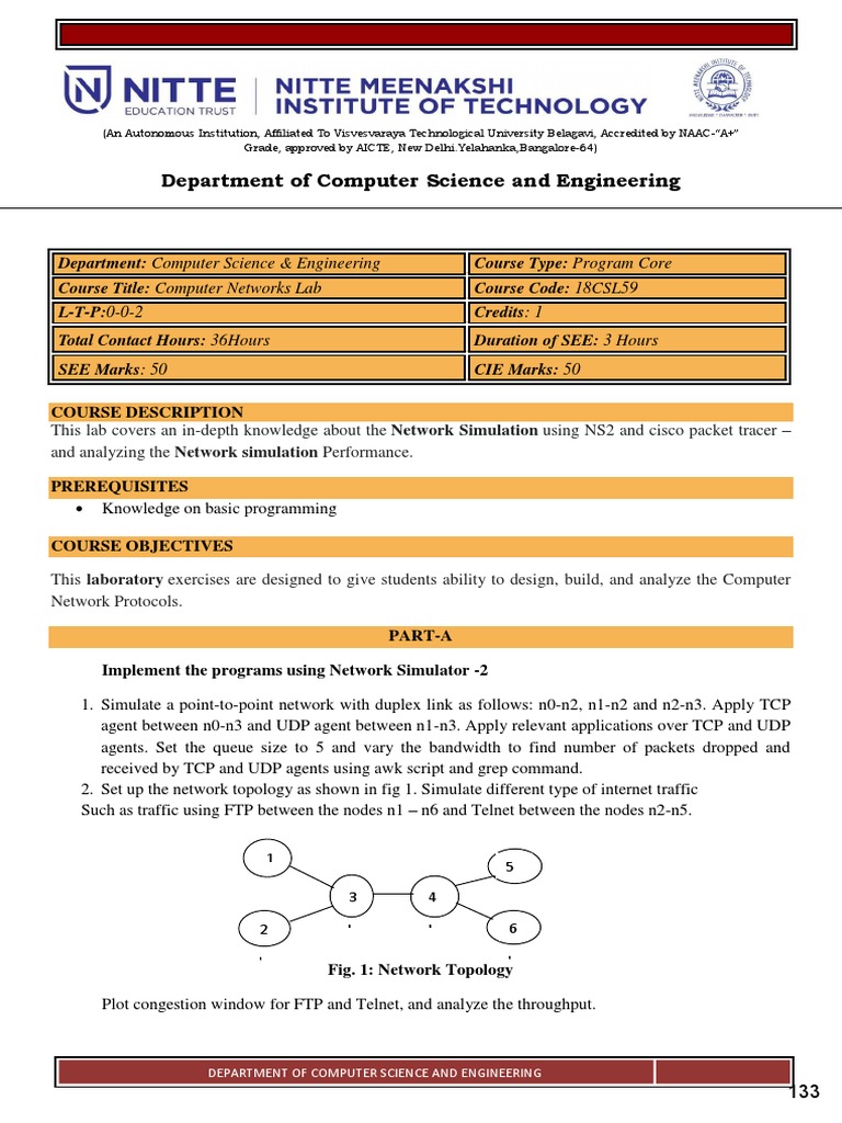 Department of Computer Science and Engineering Lab Manual | PDF | Computer Network | Ip Address