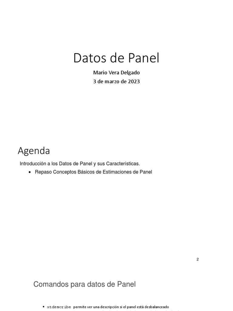 Presentacion Datos de Panel | PDF | Estadísticas | Matemáticas Aplicadas