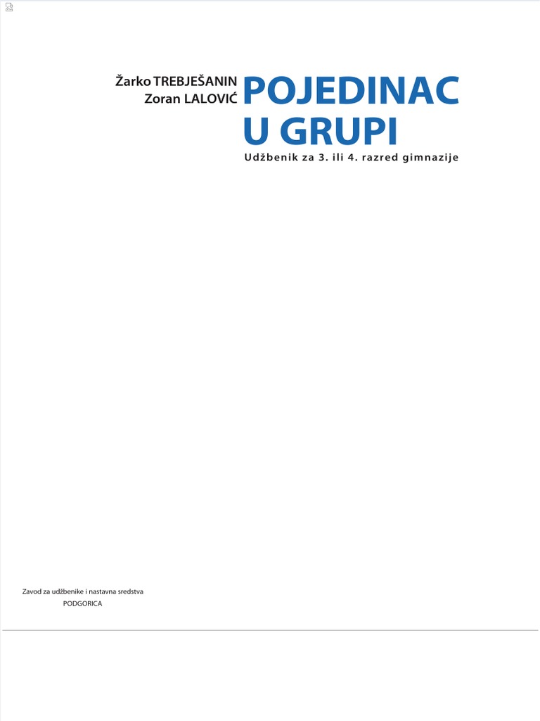 Trebješanin-Lalović - Pojedinac-U-Grupi | PDF