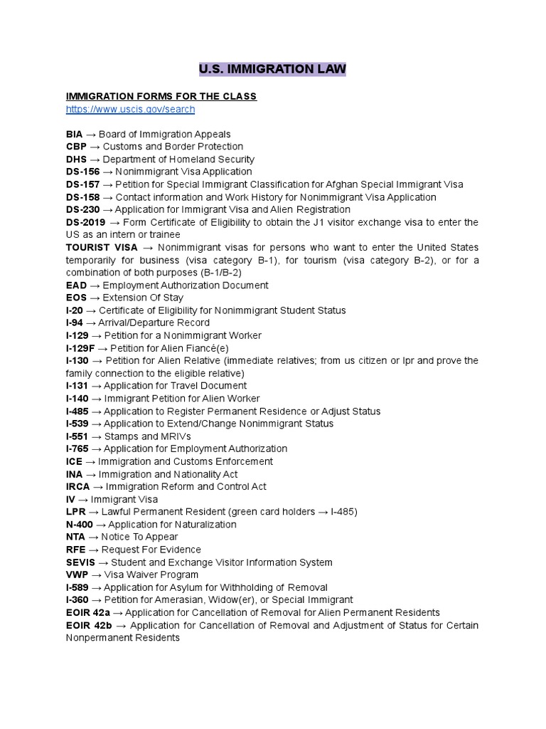 A Comprehensive Overview of Key U.S. Immigration Law Concepts, Forms ...