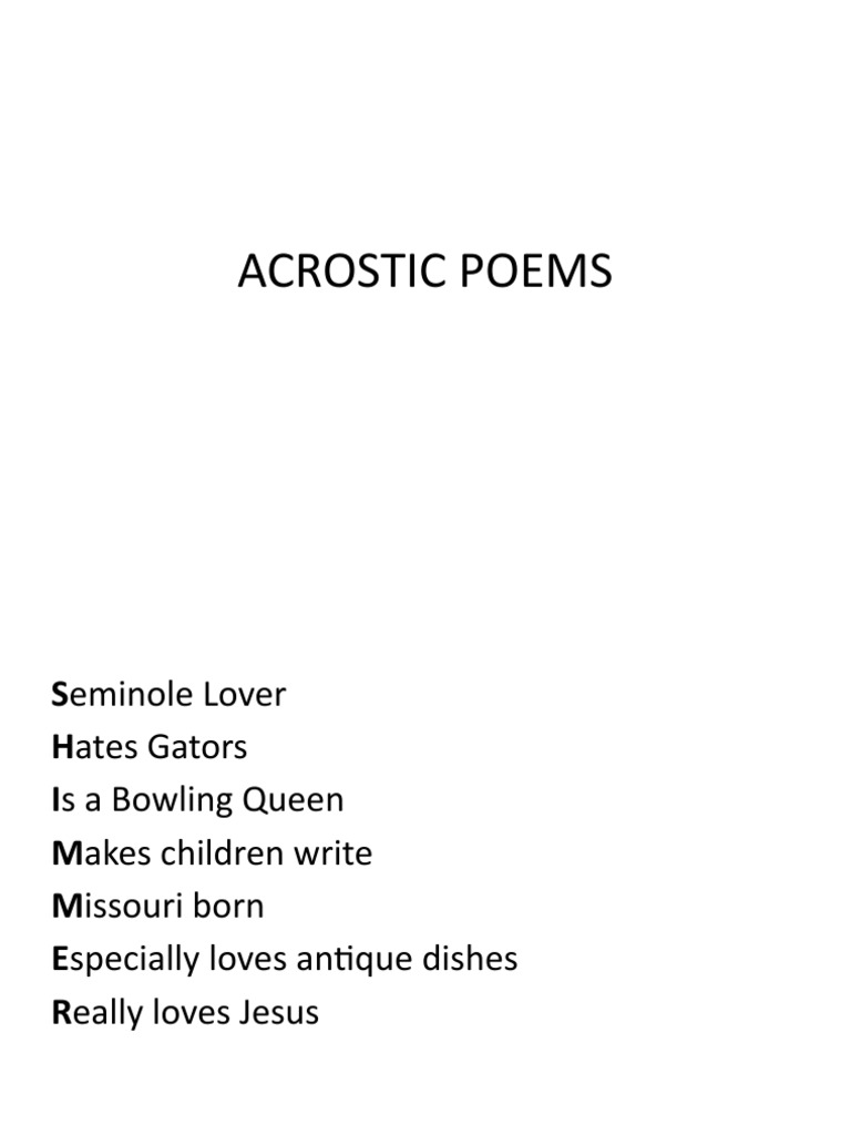 Acrostic Poem 2013 | PDF