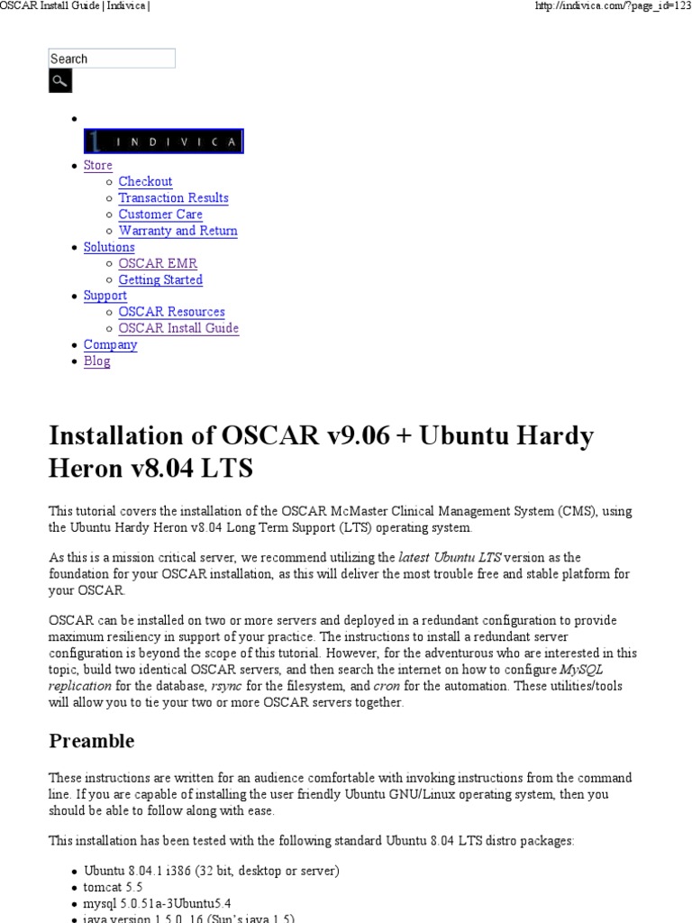 OSCAR Install Guide - Indivica - 2 | PDF | Ubuntu (Operating System) | Advanced Packaging Tool