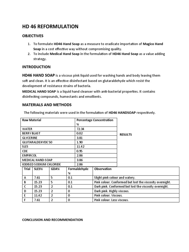 Cost-Effective Hand Soap Reformulation | PDF | Viscosity | Soap