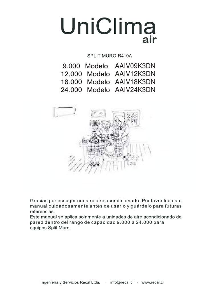 Instalación Aire Uniclima | PDF | Control remoto | Aire acondicionado