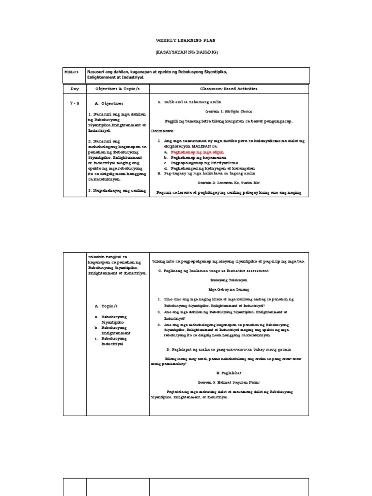 Sample Lesson Plan 4 | PDF
