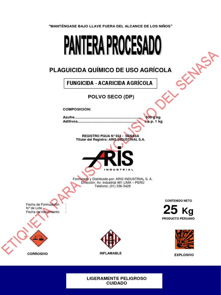 PANTERA PROCESADO - BOLSA - 25 KG | PDF | Residuos | Pesticida