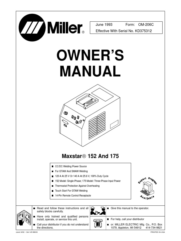 Miller Welding Machine | PDF | Ac Power Plugs And Sockets | Electrical ...