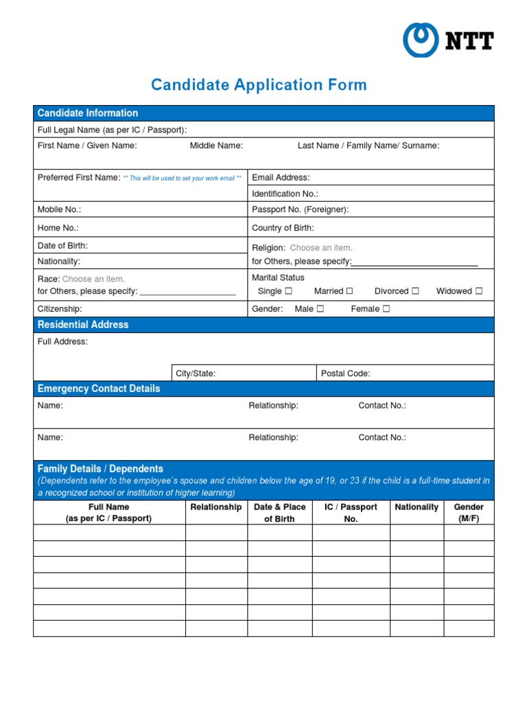 NTT Application Form (APAC) | PDF | Nationality | Criminal Record