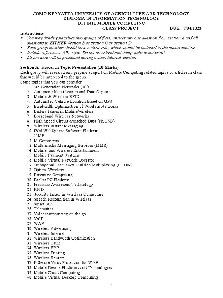 DIT 0411 Mobile Computing Project | PDF | Cloud Computing | Mobile App