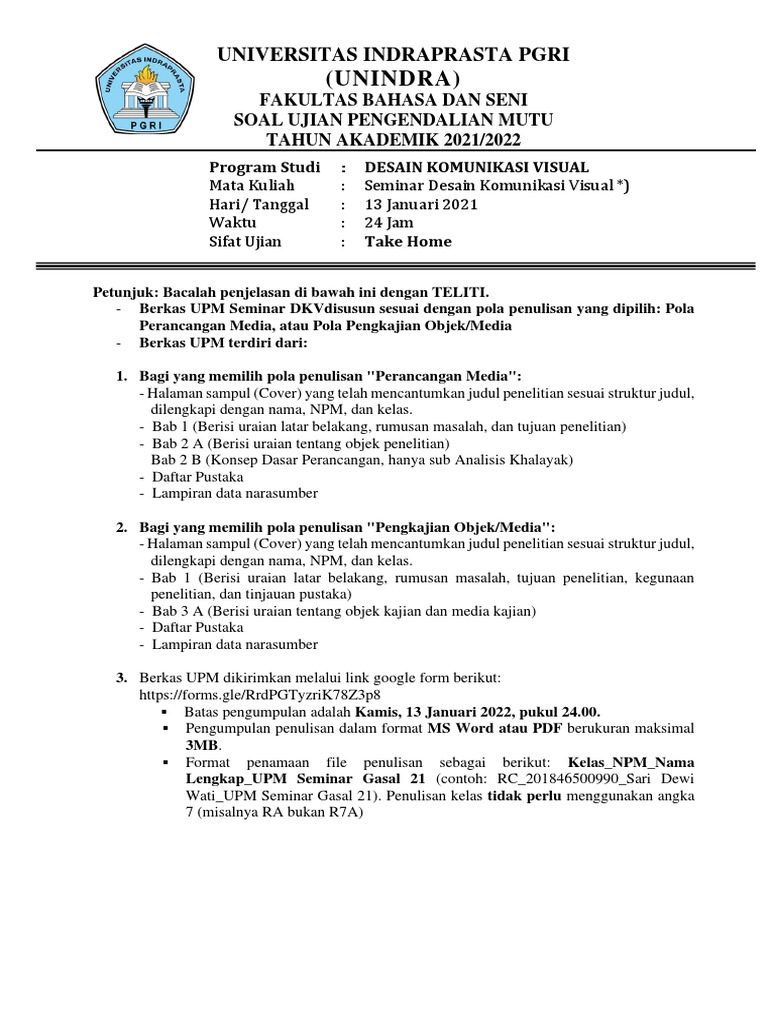 Soal UPM Seminar DKV | PDF