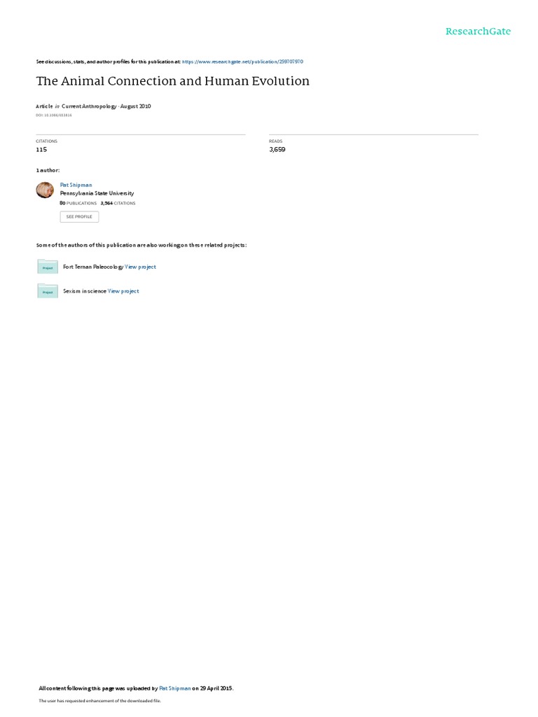 Animal Connection and Human Evolution | PDF | Domestication | Human