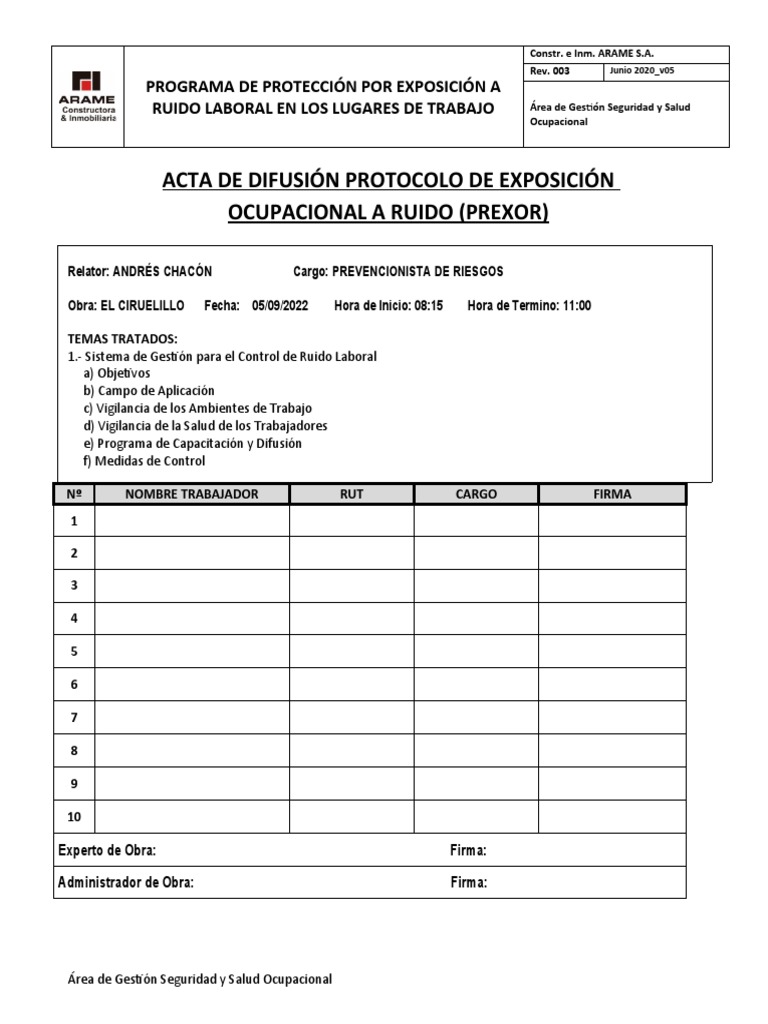 Protección contra el ruido laboral: difusión del protocolo de ...