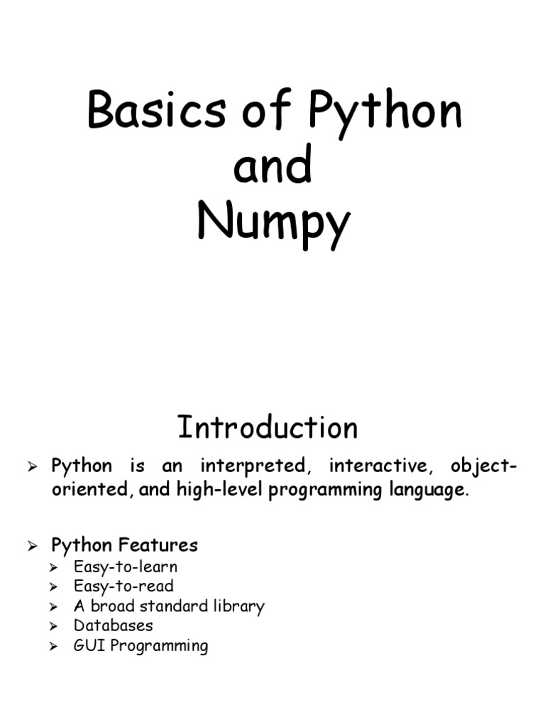 Basics Of Python And Numpy Pdf Parameter Computer Programming Scope Computer Science