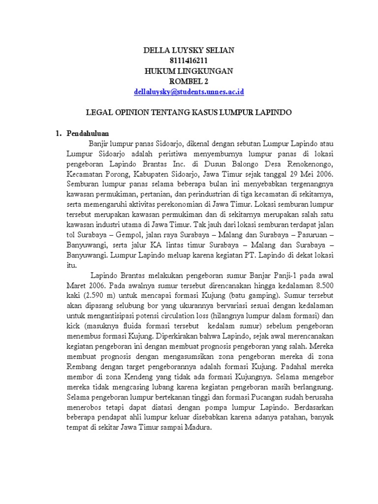 Legal Opinion Hukum Lingkungan Kasus Lum | PDF