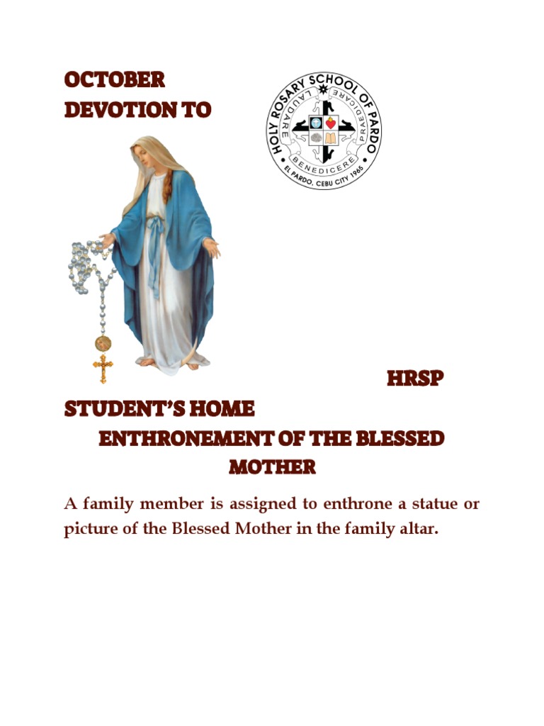 October Devotion To HRSP Student's Home | PDF | Rosary | Mary, Mother ...