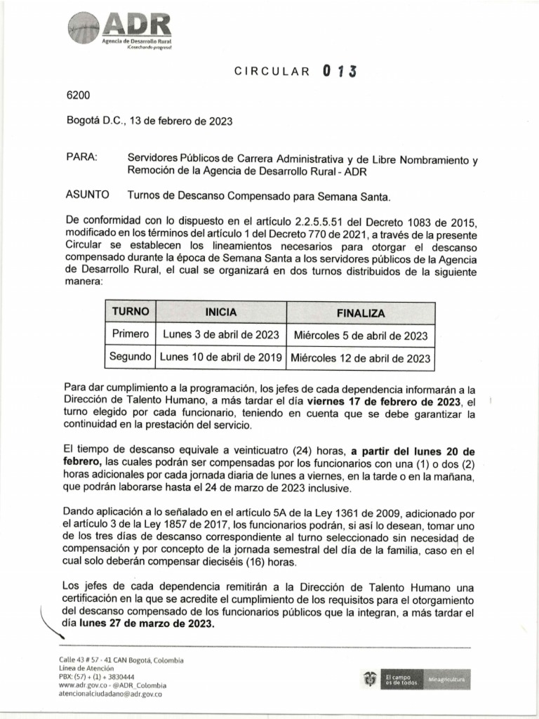 Circular No 013 de 2023 PDF | PDF
