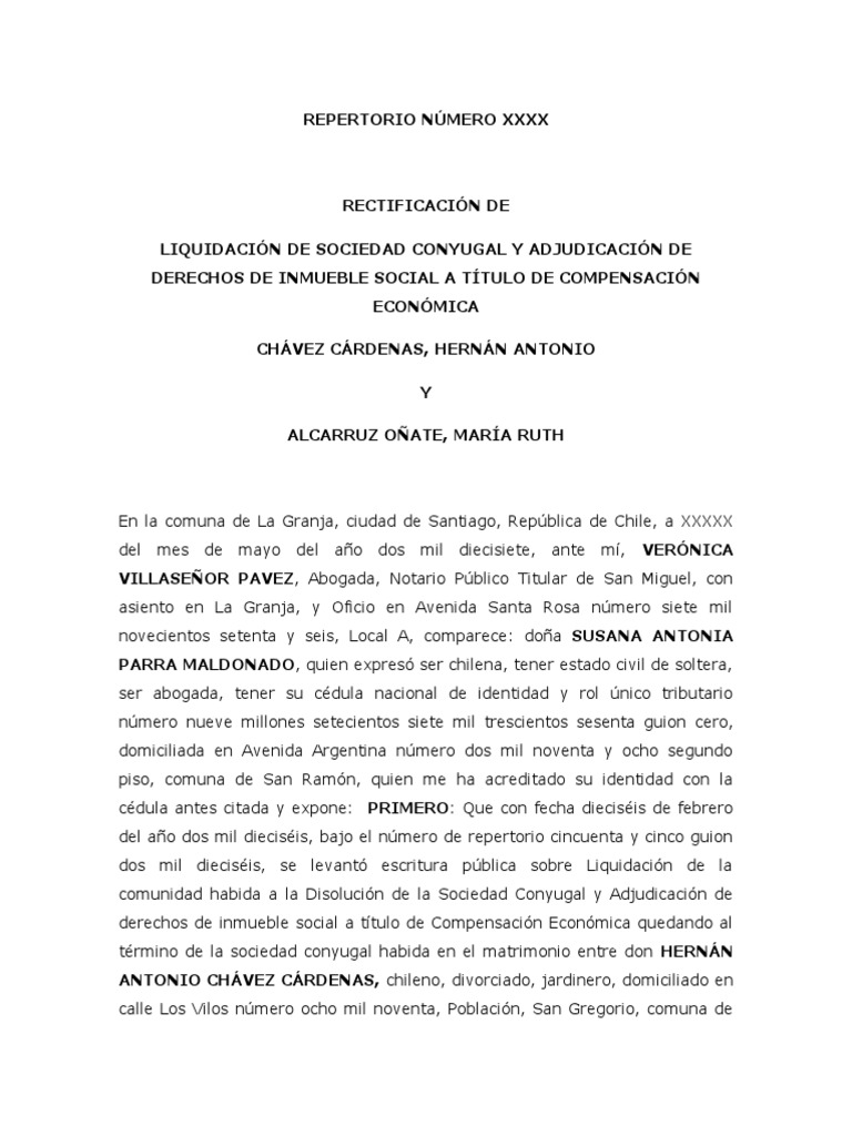 Escritura Rectificación Daniel Chávez | PDF