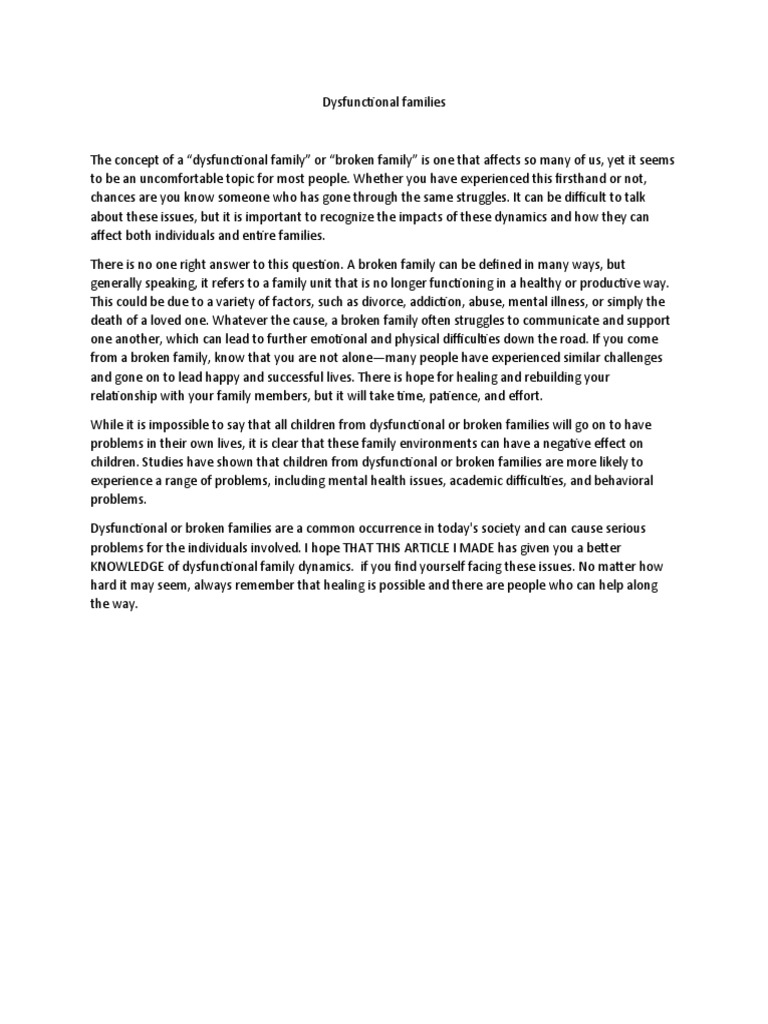 Understanding Dysfunctional Families | PDF | Wellness | Lifestyle