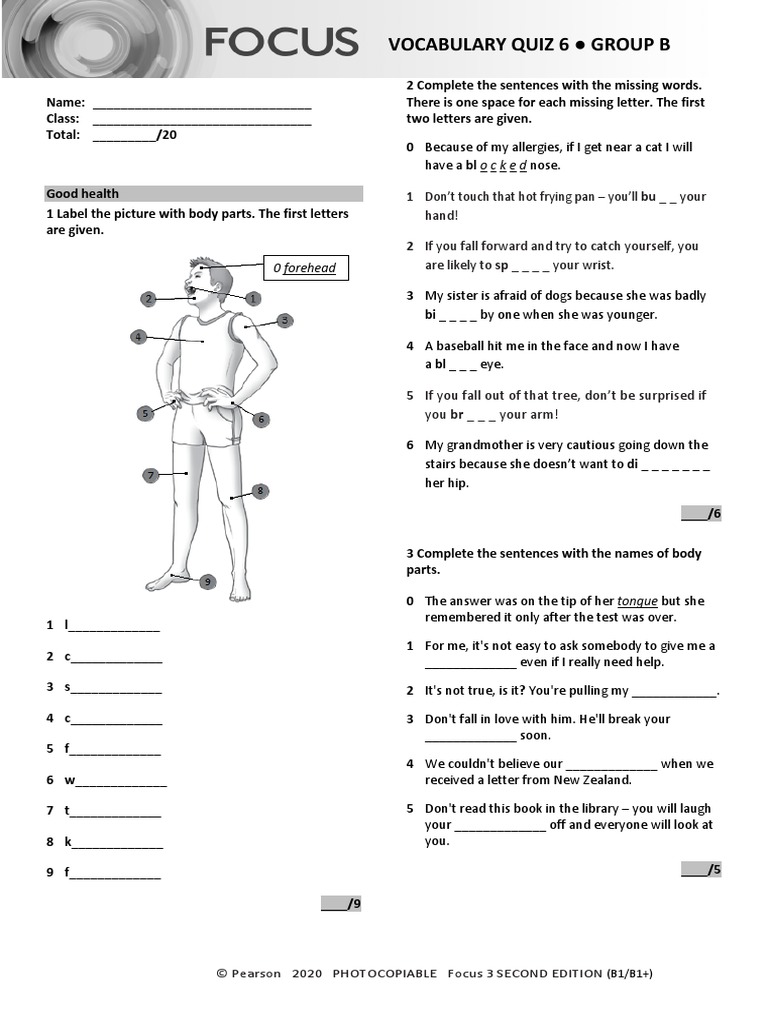 Focus3 2E Vocabulary Quiz Unit6 GroupB PDF | PDF