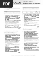 Focus 4 Unit 6 Test for Group A | PDF