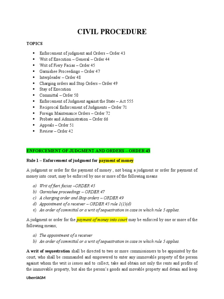 Enforcement of Civil Judgments and Orders | PDF | Probate | Will And ...